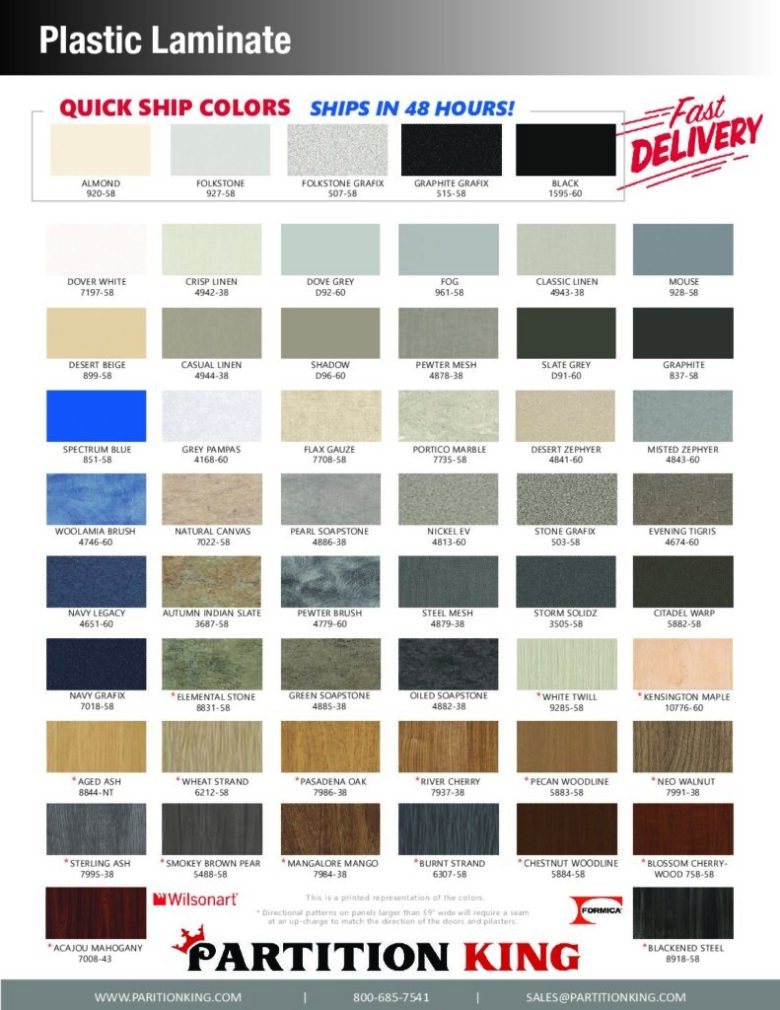 Plastic Laminate Color Chart Pdf 791x1024 Partition King 8296