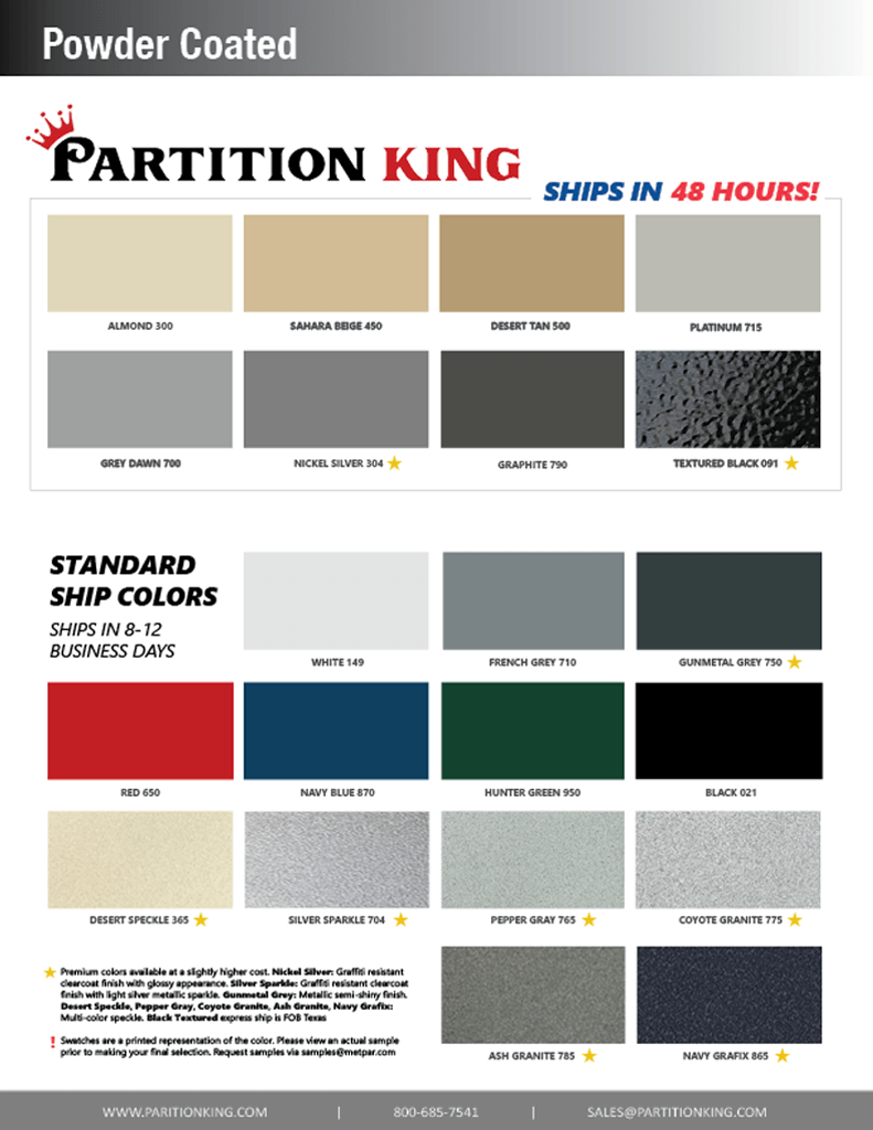 powder coated - Partition King