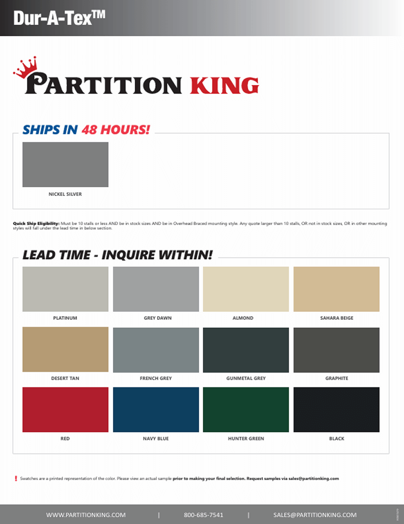 Dur-A-Tex Color Chart Image - Partition King