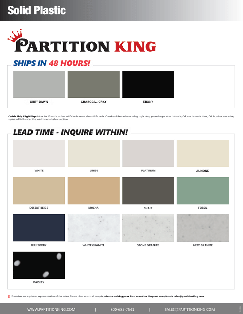 Bathroom Stall Color Charts